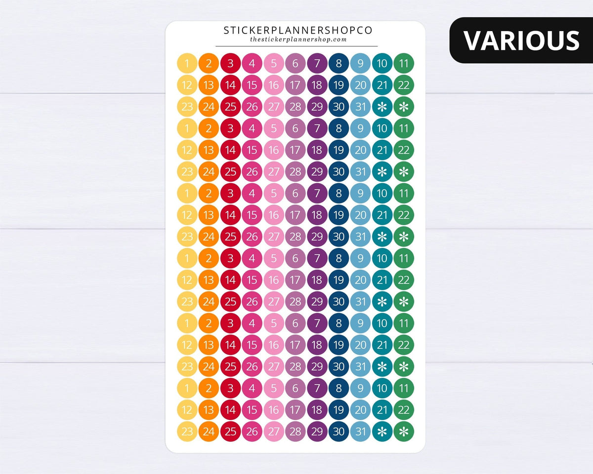 Date Dot Planner Stickers - Vertical Colors – The Sticker Planner Shop