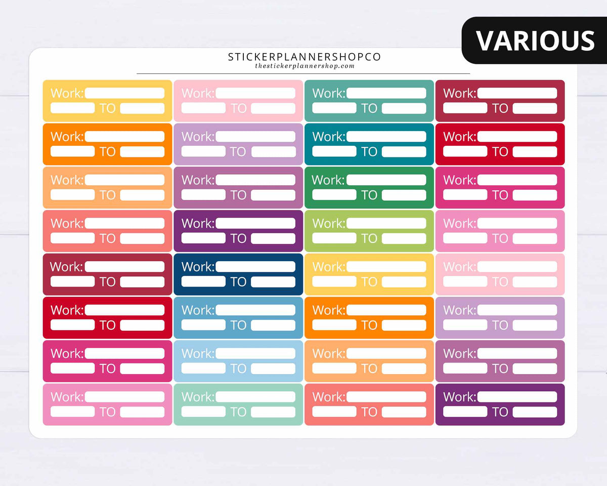 Work Schedule Label Planner Stickers – The Sticker Planner Shop